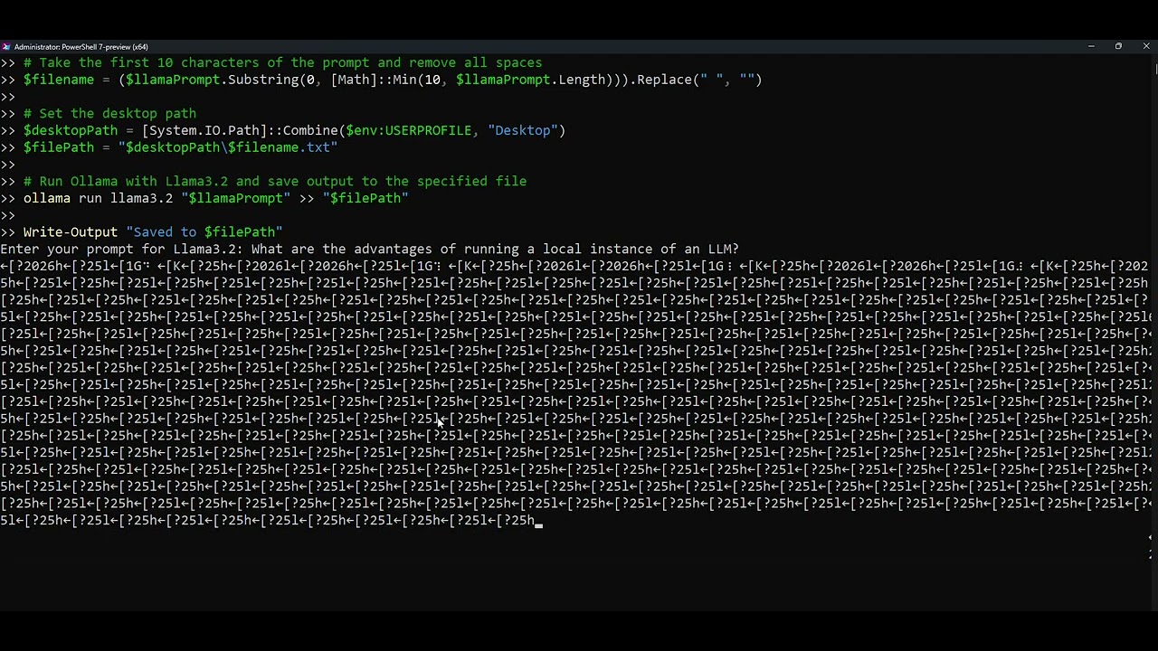 using powershell to call llama3.2 and saving the file locally code link in desc 2025.05.27 - YouTube