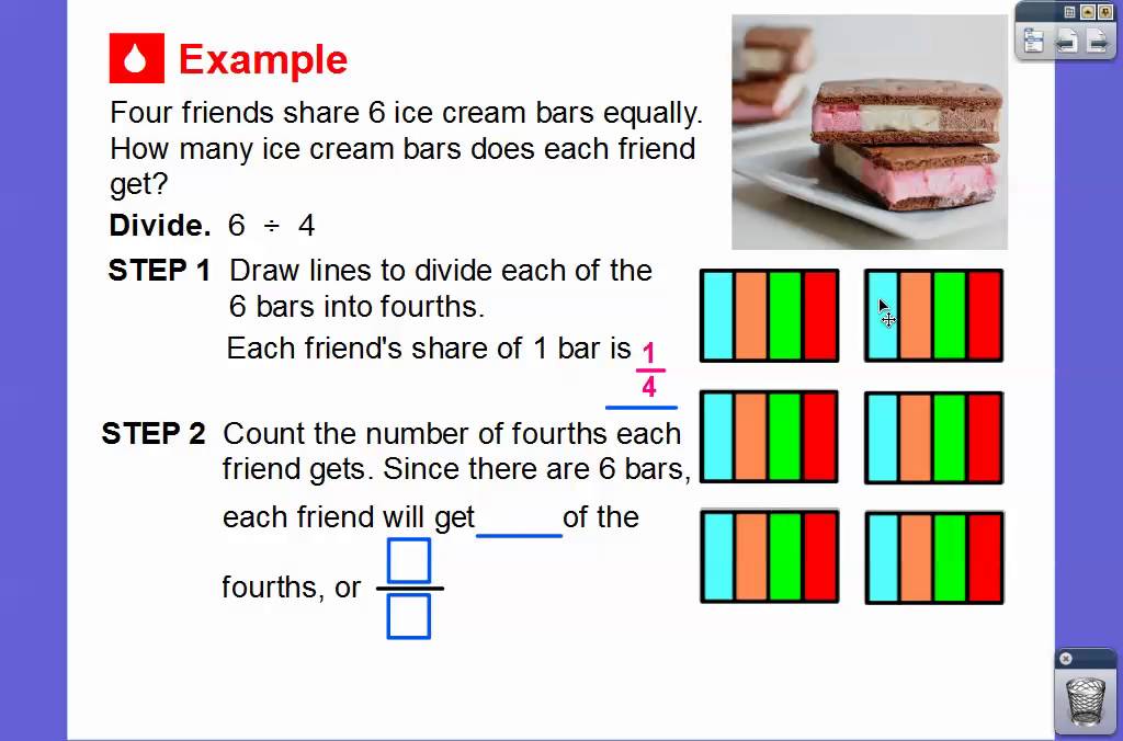 Connect Fractions to Division -Lesson 8.3 Go Math! - YouTube