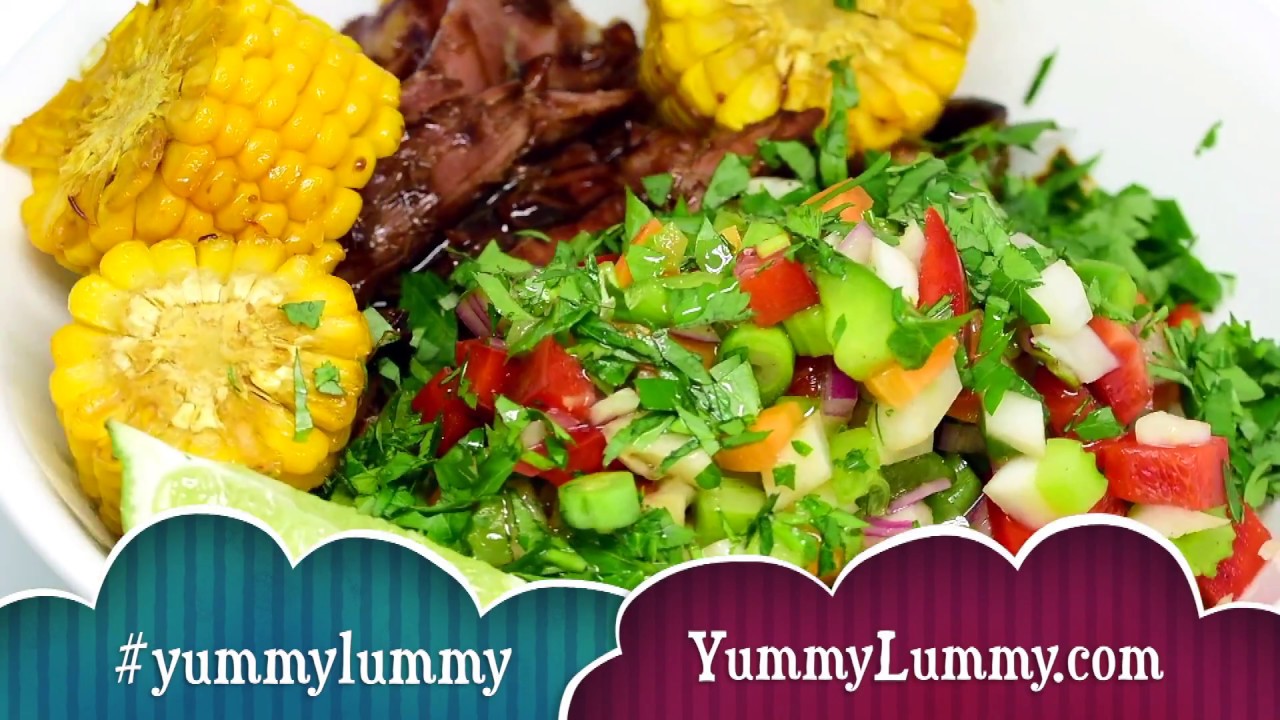 Saturday dinner. Barbecue pulled ham hock and raw vegetables. - YouTube