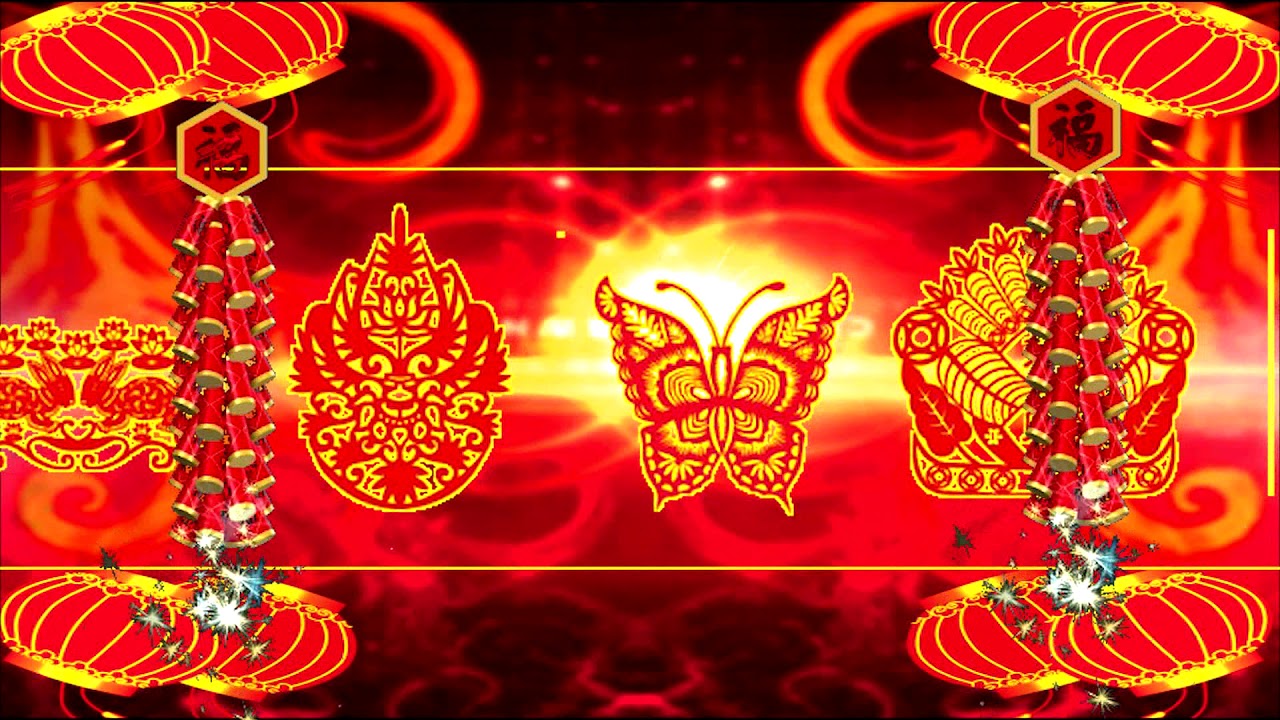 New year's Spring Festival Party Red Lantern Festival background video ...