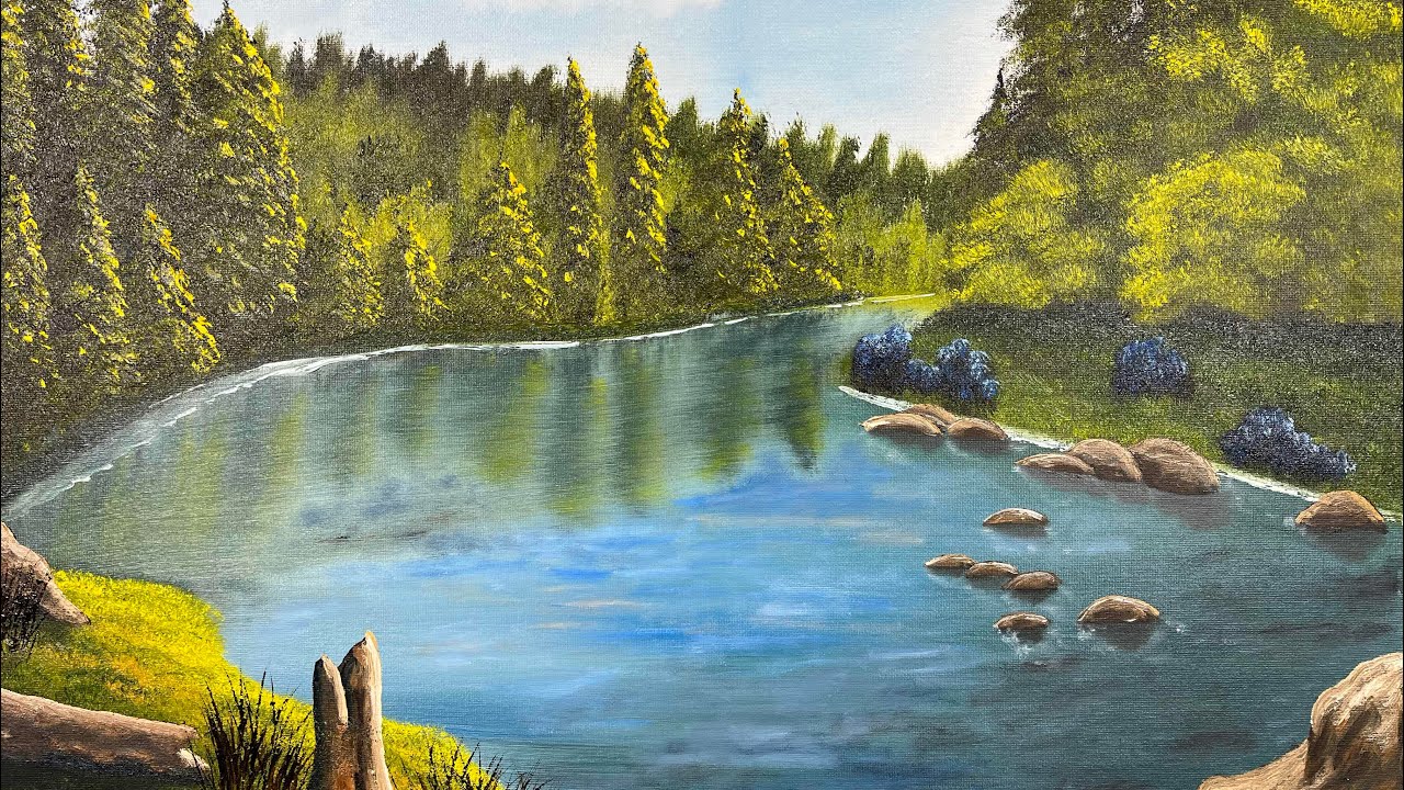 How to paint an easy landscape-demo-For beginner and intermediate ...