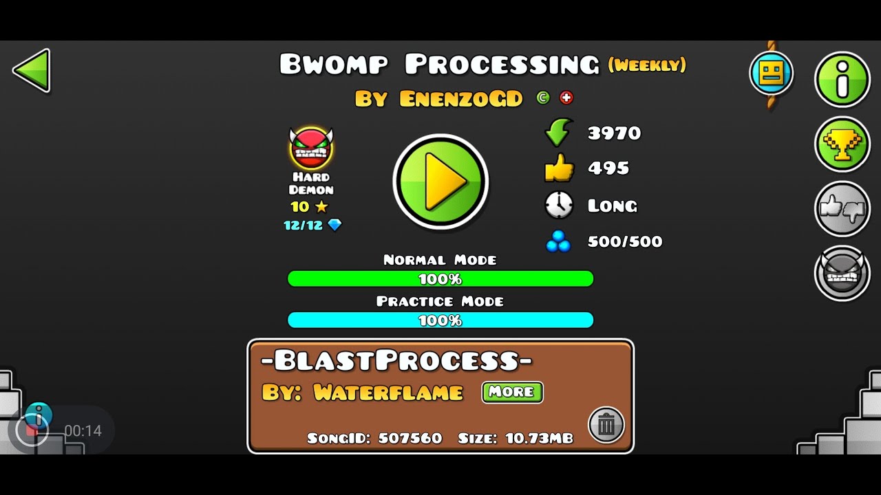 {FIRST DEMON} Bwomp Processing [10★ Easy Demon by EnenzoGD] (100% ...