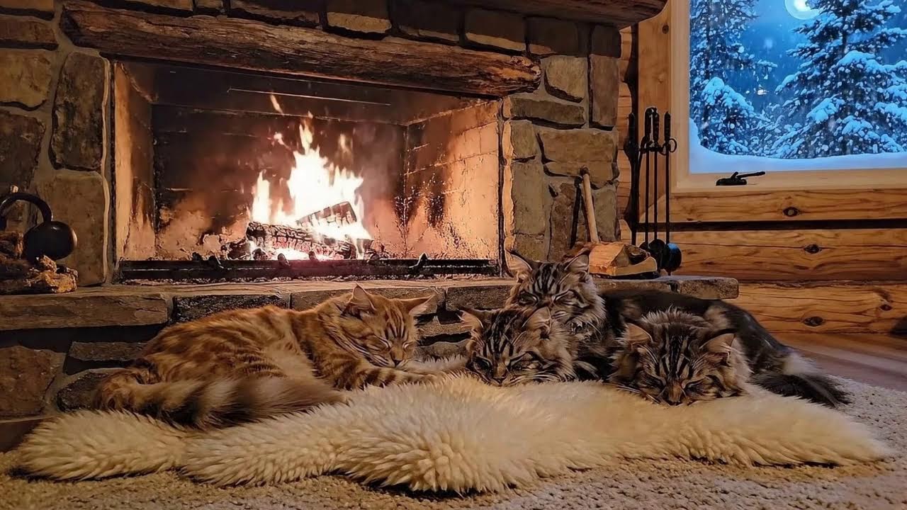 Tired Cats Resting on a Cold Winter Day | Relaxing Live Stream - YouTube