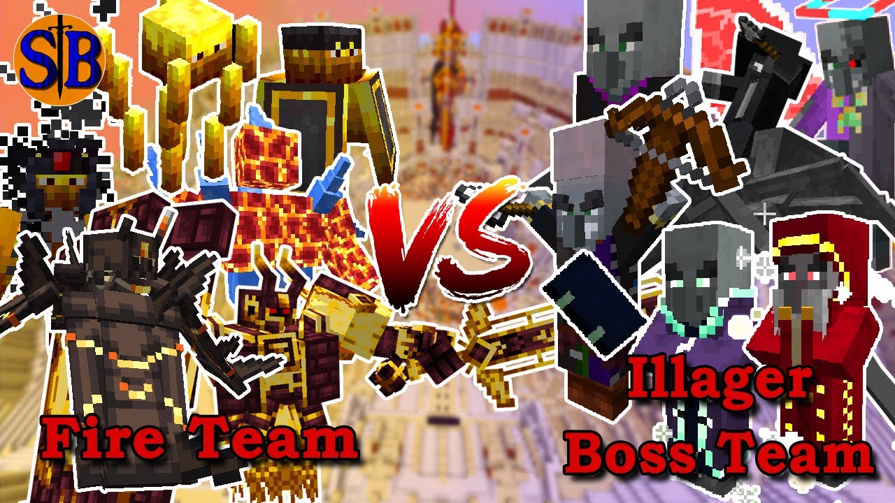 1.19 Fire Team vs Illager Boss team | Minecraft mob battle - YouTube