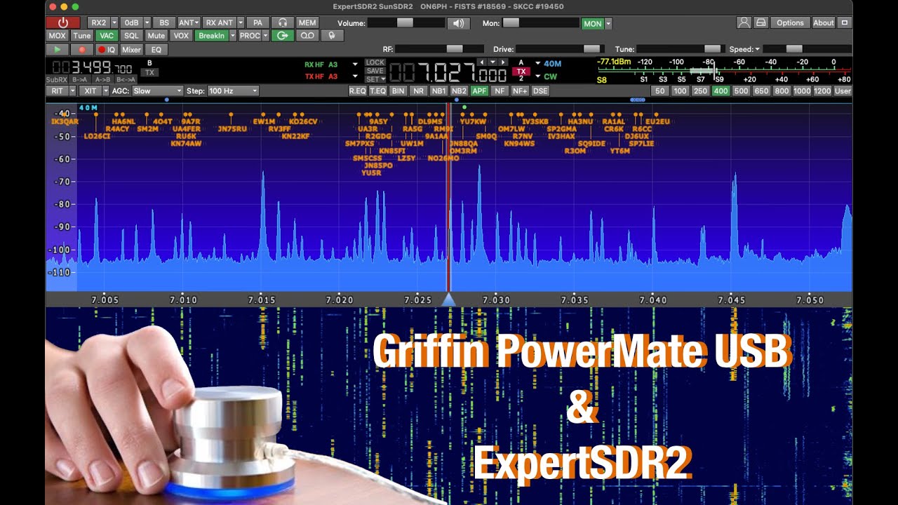 Use a Griffin PowerMate as VFO knob for ExpertSDR2 on a Mac - YouTube
