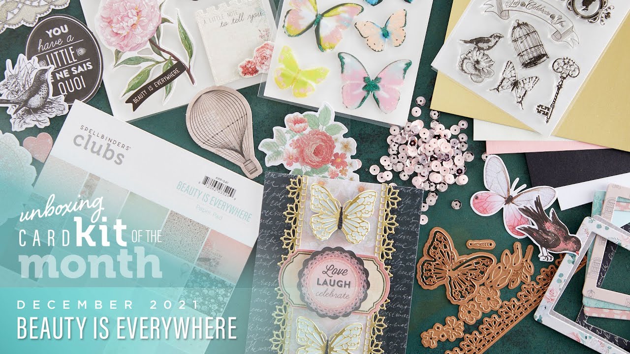 Unboxing - Spellbinders December 2021 Card Kit of the Month - Beauty is ...