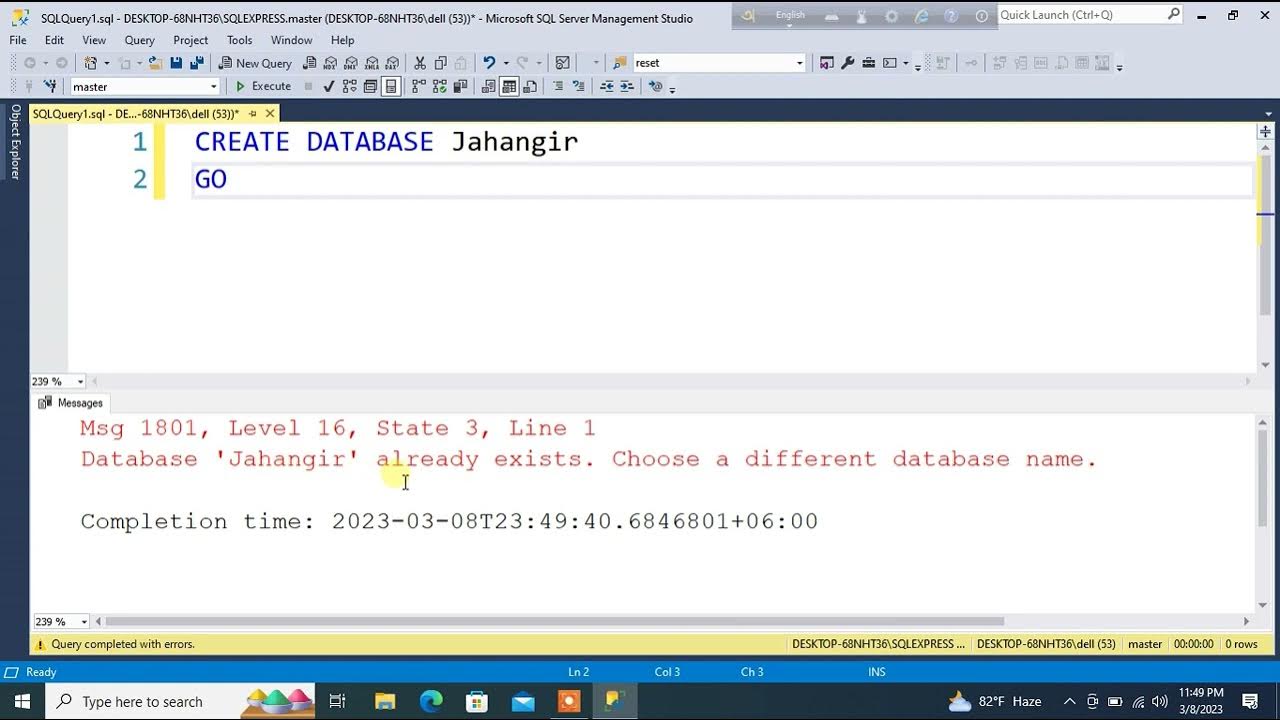 How To Create And Use Database ।। Ms Sql Server ।। Sql Bangla Tutorials Youtube