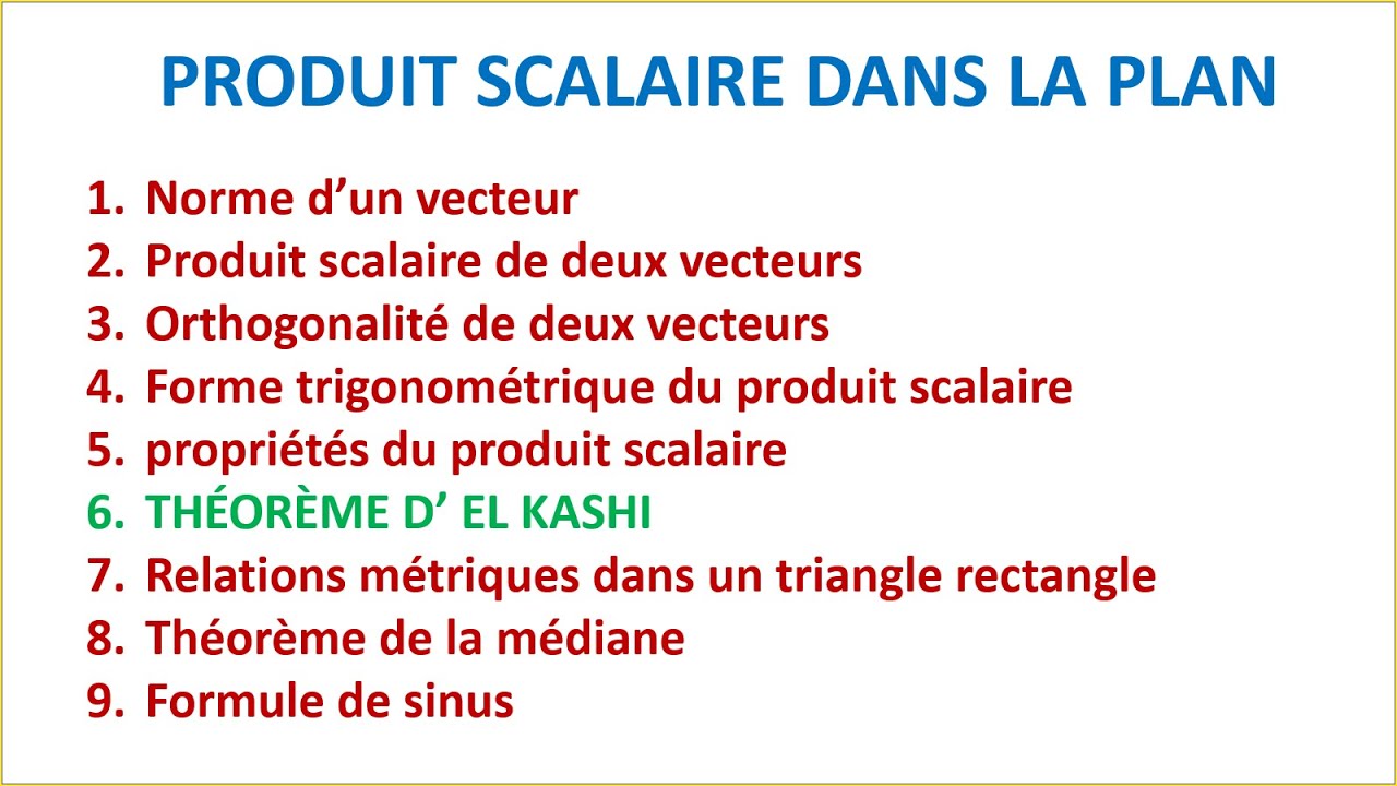 Théorème d'Al-Kashi - PRODUIT SCALAIRE - TRONC COMMUN SCIENTIFIQUE ET ...