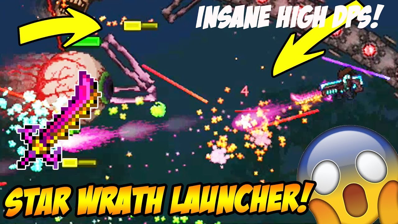 TERRARIA STAR WRATH LAUNCHER VS BOSSES! INSANELY HIGH DPS (Terraria 1.3 ...