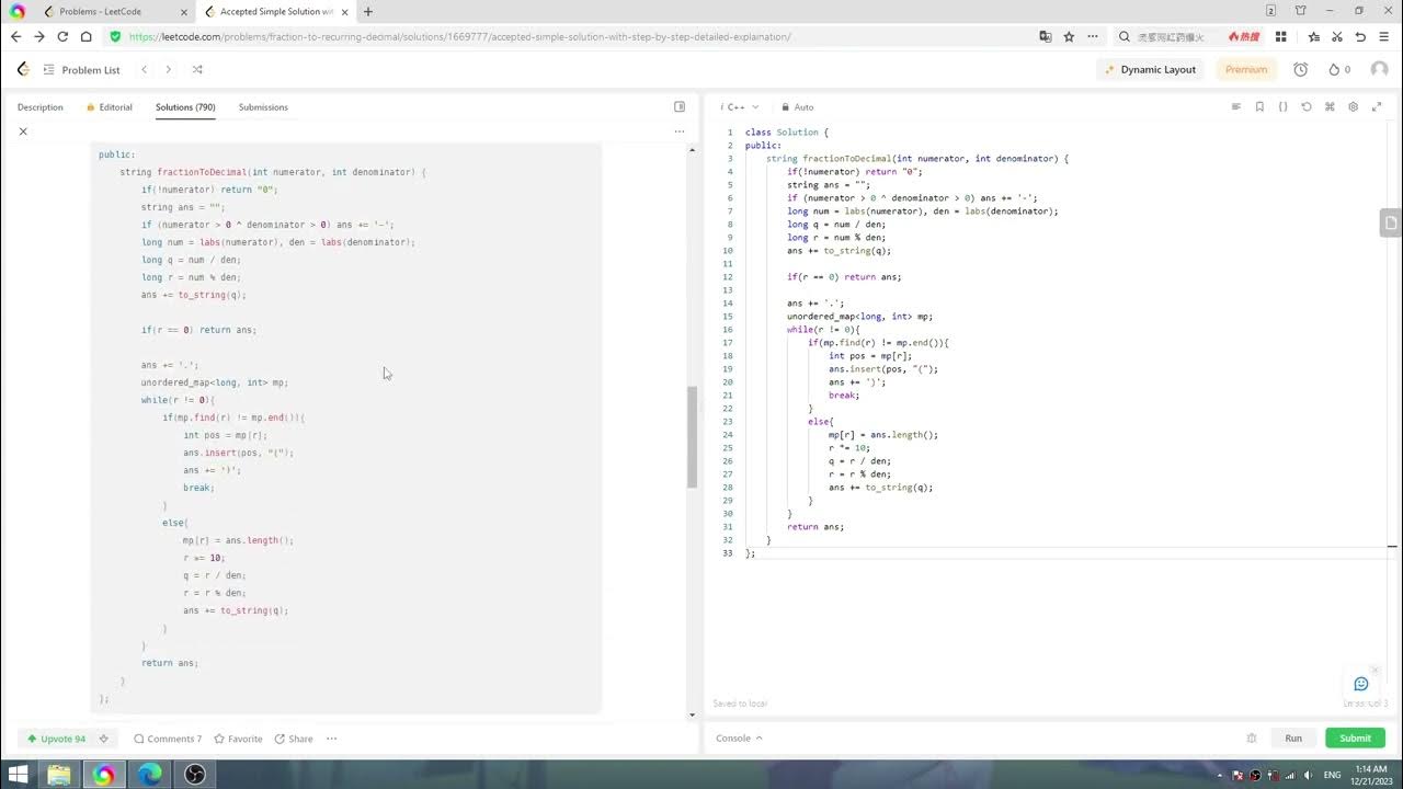 C Leetcode 166 Fraction To Recurring Decimal Youtube