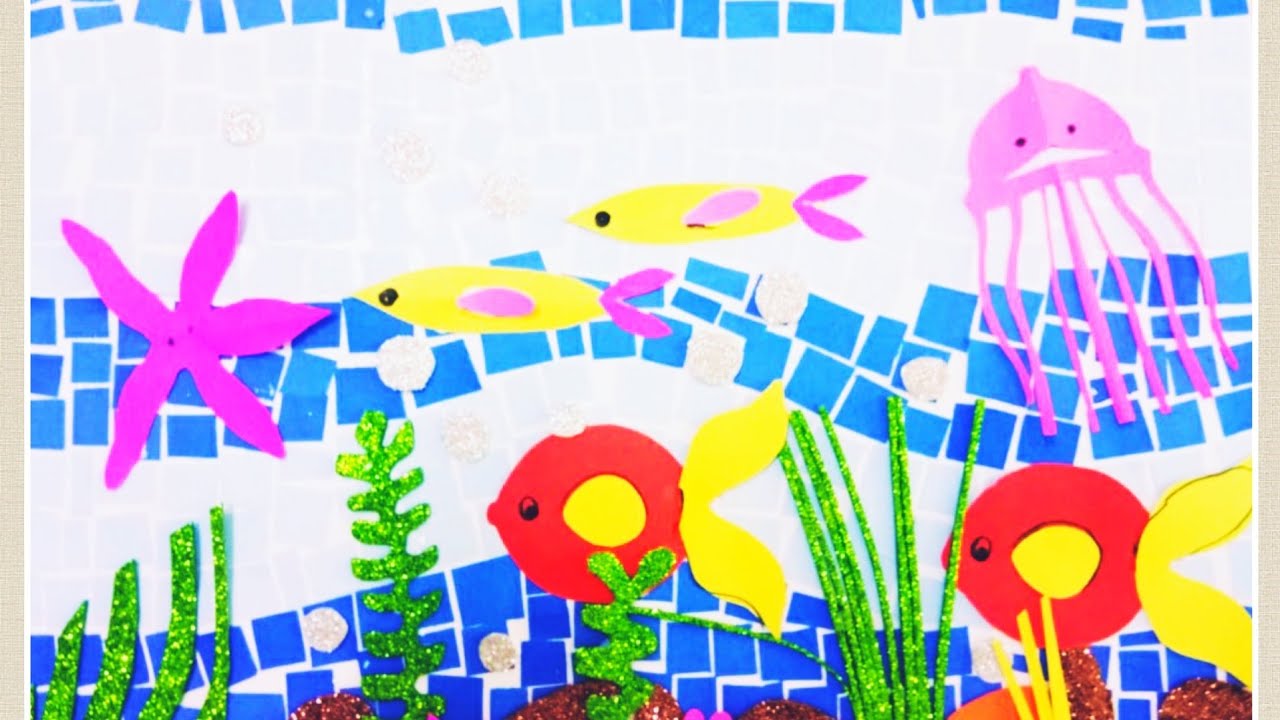 collage art / paper collage / underwater scene collage/ Aquatic collage ...