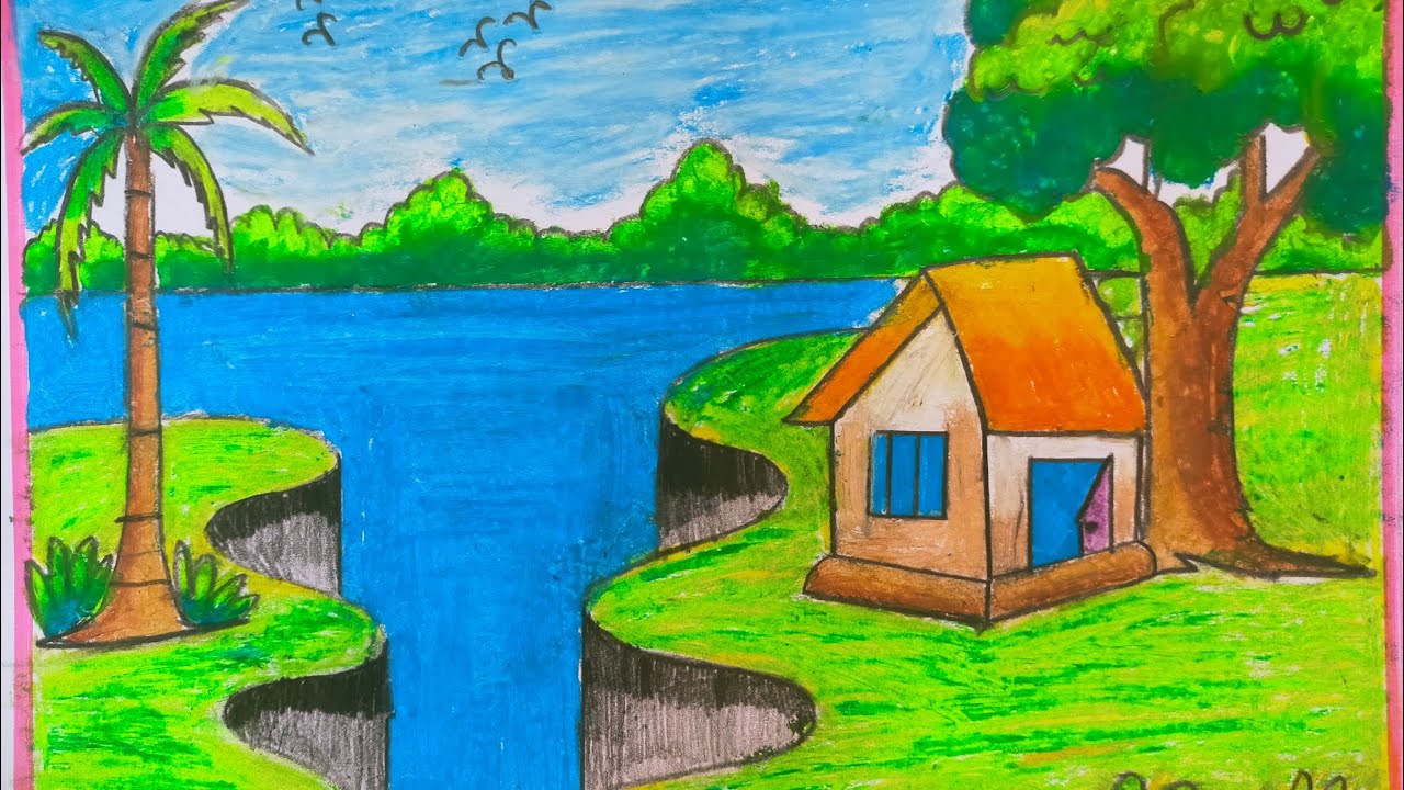 Easy How To Natural Drawing/And Beautiful Scenery drawing ll - YouTube