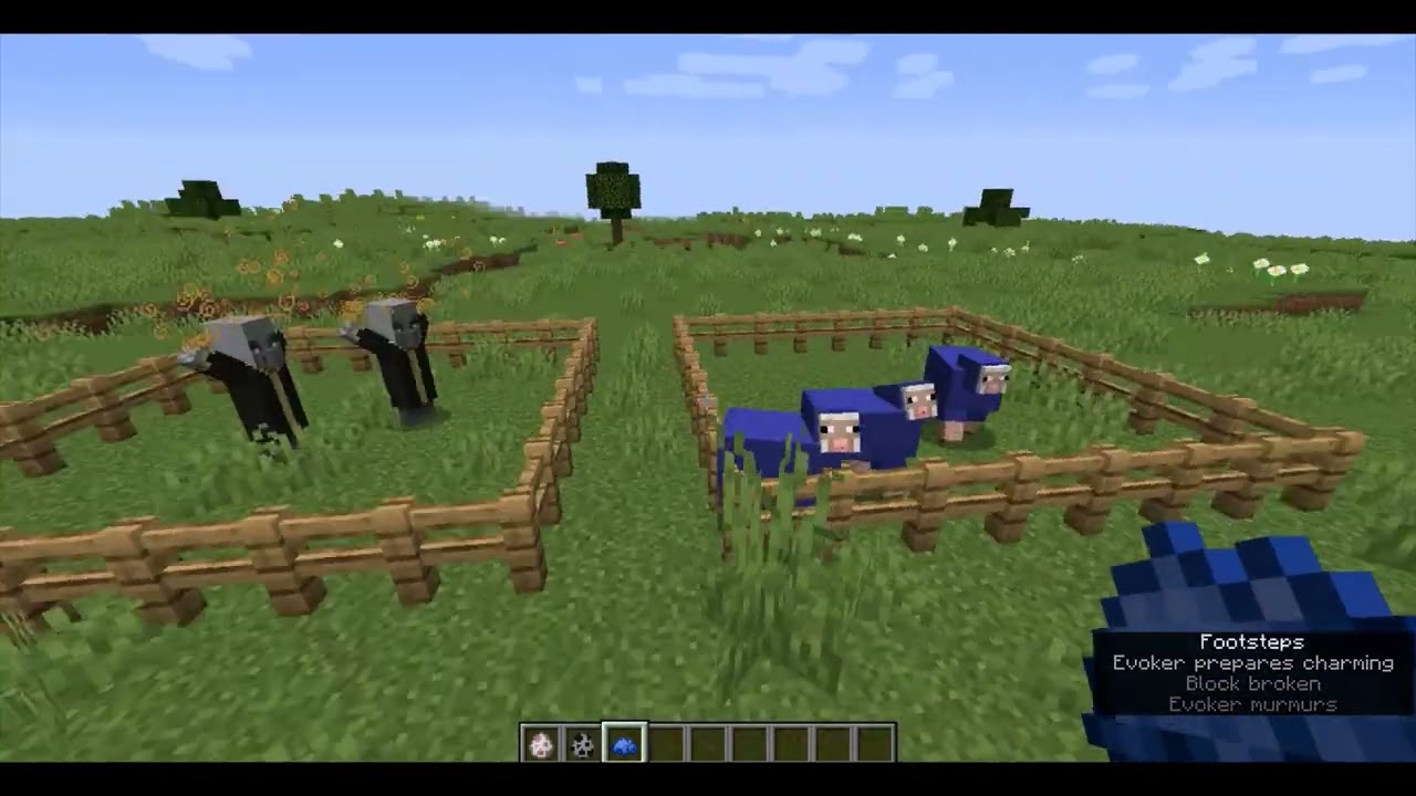 Evoker turn blue sheep into red sheep||Minecraft - YouTube