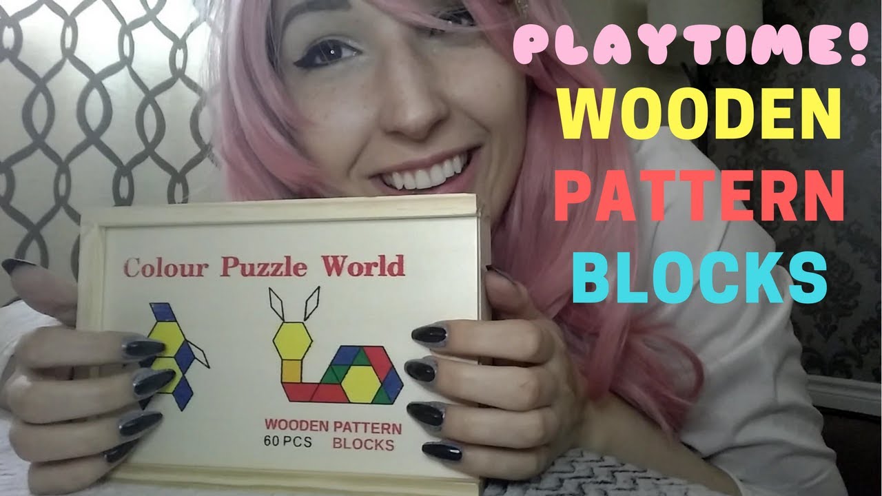 ASMR - PATTERN BLOCKS ~ Playing with Wooden Blocks! Tapping, Counting ...