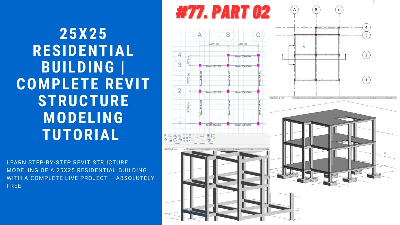 25x25 Residential Building | Complete Revit Structure Modeling Tutorial ...