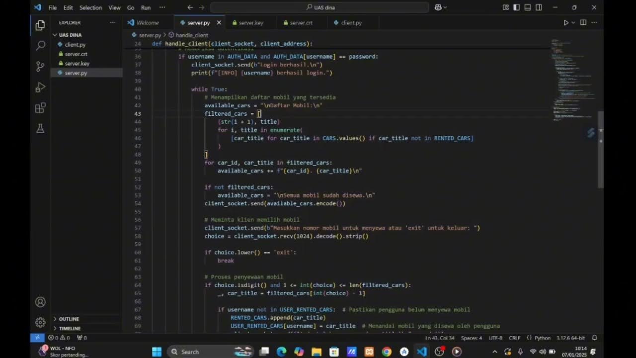 Program berbasis client server multithreading TCP dengan menggunakan keamanan SSL dan ...