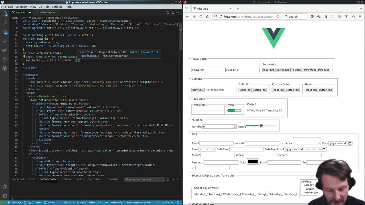 Vuejs Forms Part 5 Input File, Submit HTML, NodeJS echo server, FormData, fetch. - YouTube