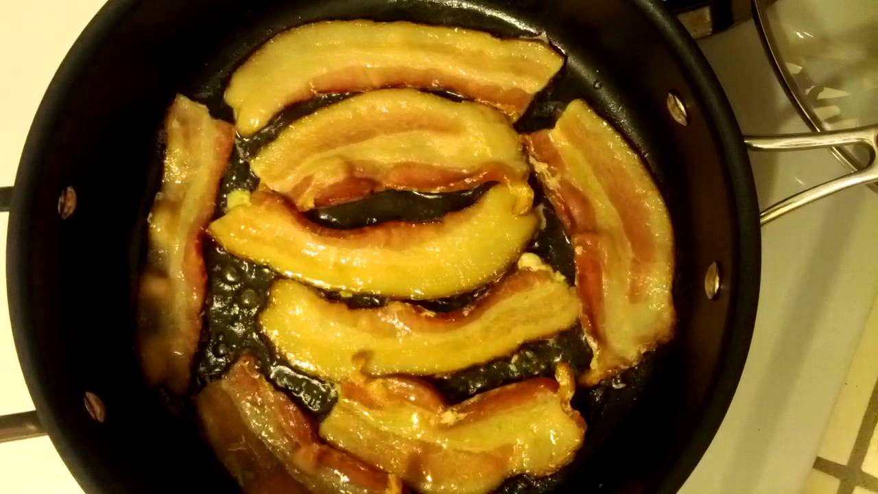 Bacon sizzling for Saturday breakfast - YouTube