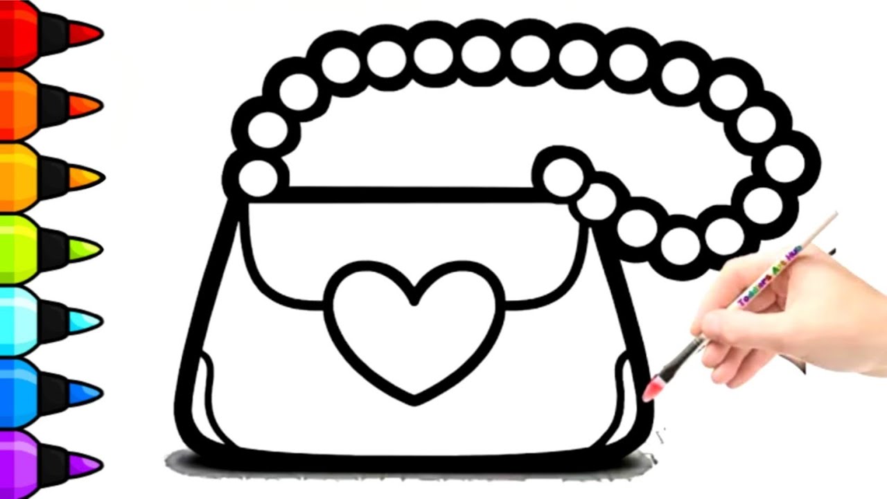 How to Draw a ladies Handbag for Kids - YouTube