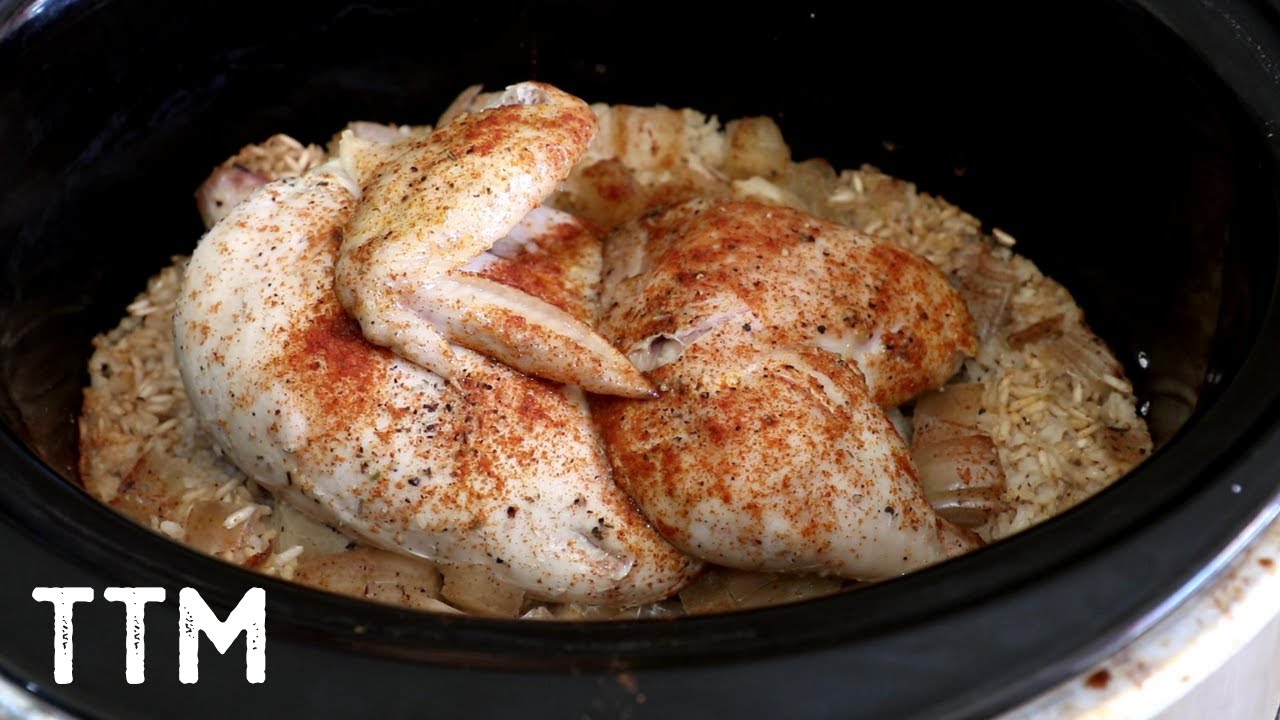 Slow Cooker Chicken Half and Rice - YouTube