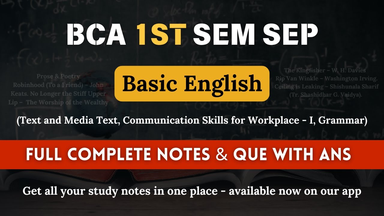 BCA 1st Sem SEP Basic English | Complete Notes & Important Questions ...