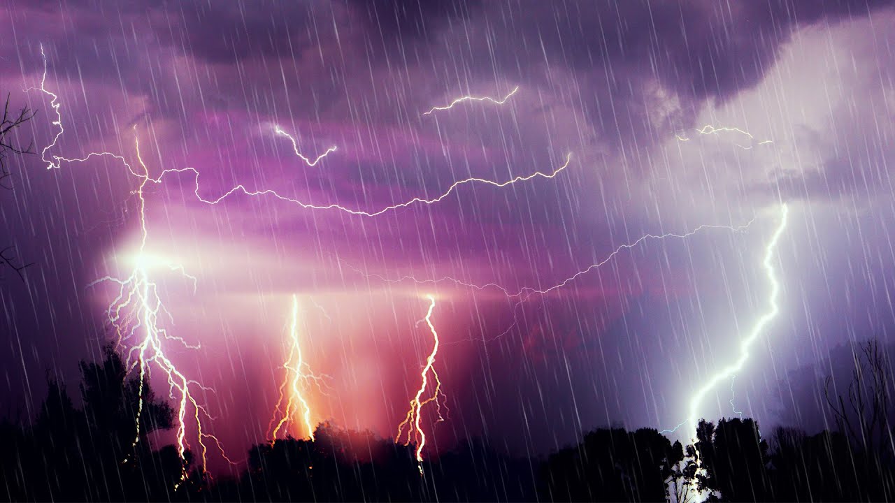 Heavy Thunderstorm & Rain Sounds At Night For Sleeping | Heavy Rain ...