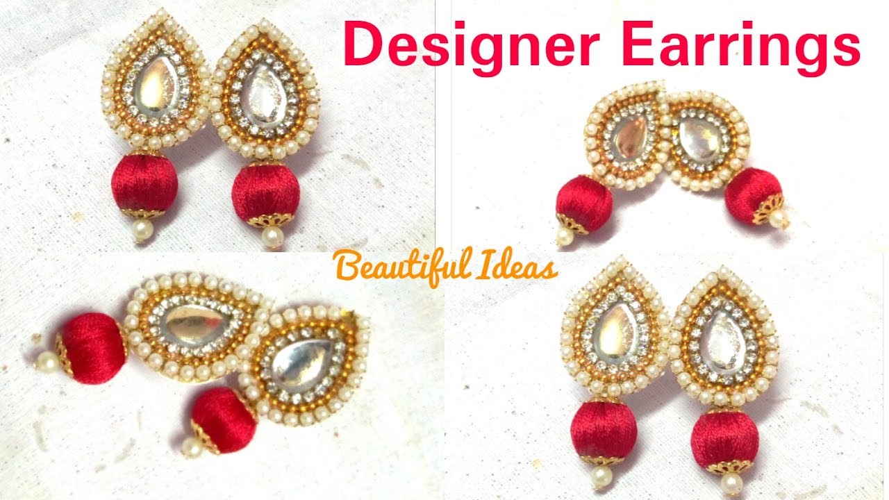 How to make Silk thread Designer Earrings//Paper Designer Earrings ...
