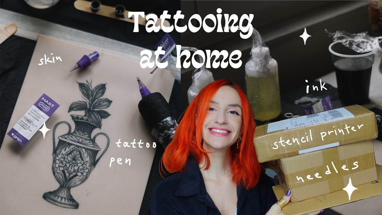 Practicing Tattooing at Home 🔥 stencil printer & better needles ...