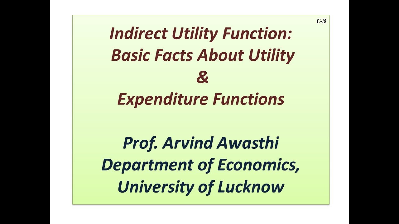 Indirect Utility Function: Basic Facts about Utility and Expenditure Functions - YouTube