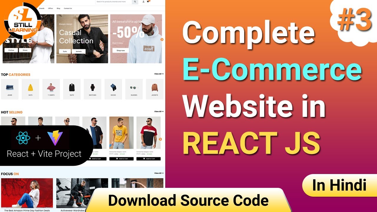#3 Complete Ecommerce Website in React Js | React Slick Slider & Categories in Ecommerce React ...