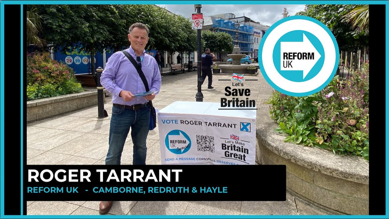 Roger Tarrant Reform UK meeting people in Camborne - YouTube