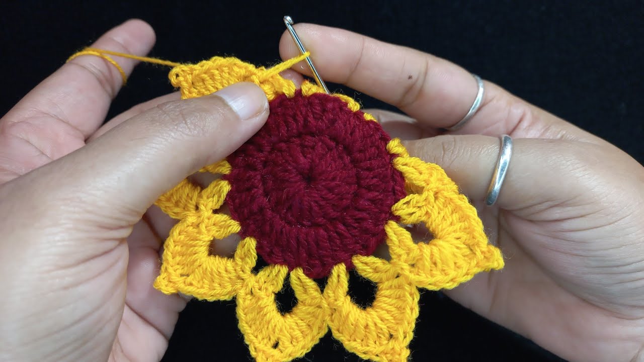 🌻क्रोशिया से बनाए सूरजमुखी का फूल ,How To Make Crochet Sunflower ...