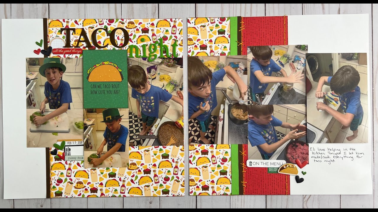 Taco Night - Doodlebug - So Much Pun - Double Page Layout - YouTube