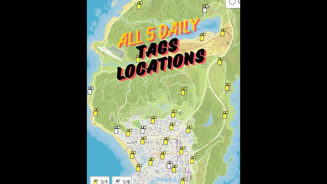 GTA 5 online all 5 daily LS tags location - YouTube