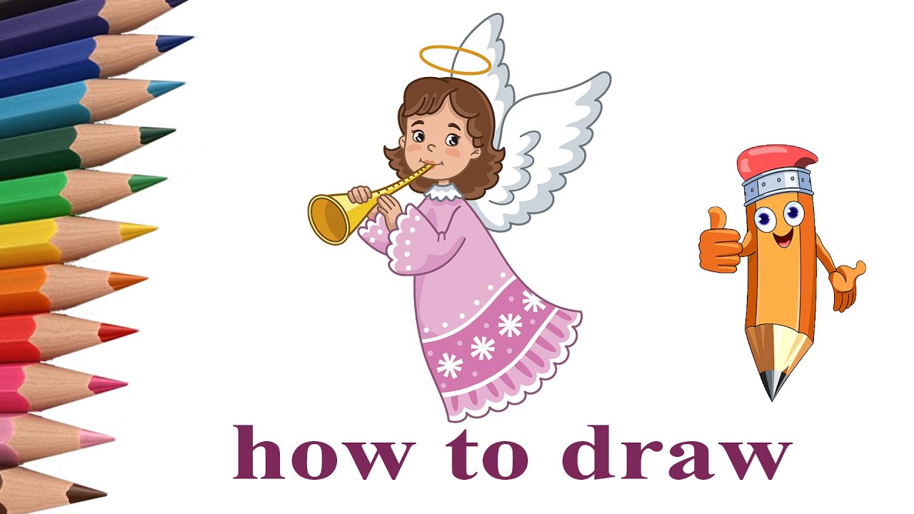 How to draw a Christmas Angel - YouTube