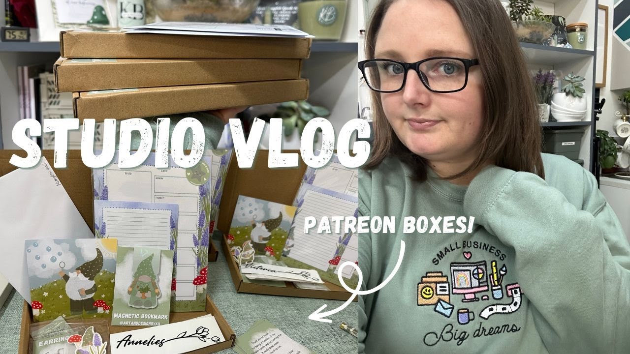 Studio Vlog | Putting together Patreon goodie boxes & making magnetic bookmarks for a shop ...