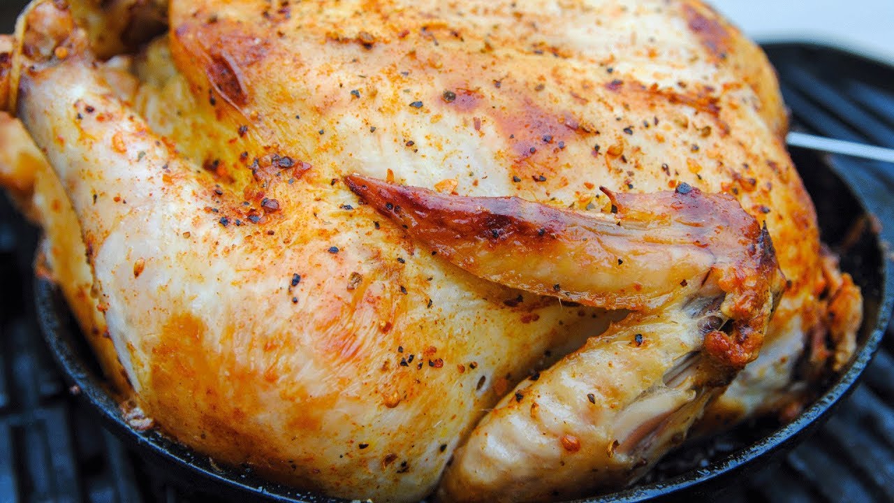 How to Roast a Chicken on a Weber Q1000 Without a Roasting Rack - YouTube