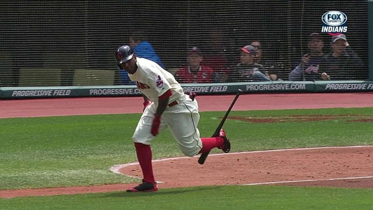 CWS@CLE: Morgan loses footing, rolls to first on bunt - YouTube