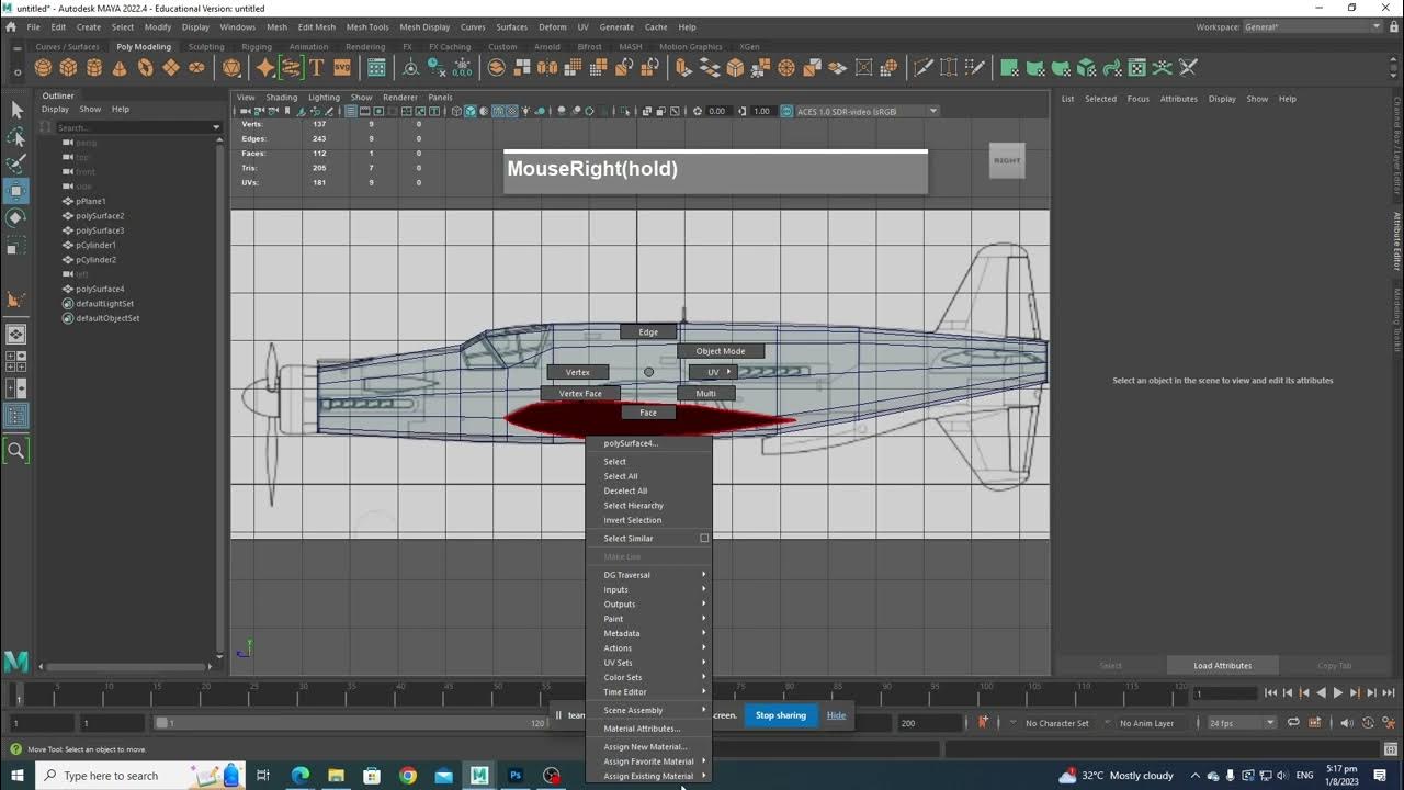 Maya 3D modeling Dornier DO335 Pfeil Blocking modeling process - YouTube