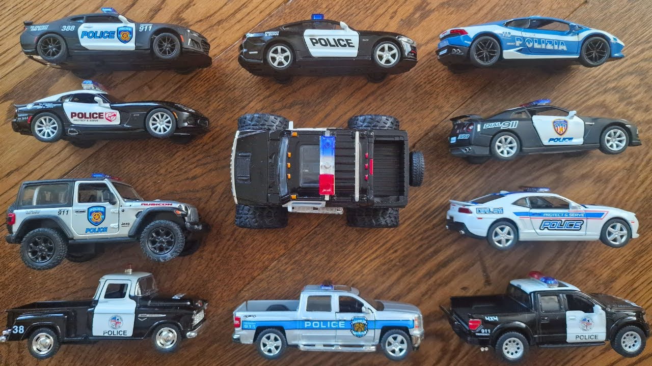 Monster police car and other type police cars from the floor - YouTube