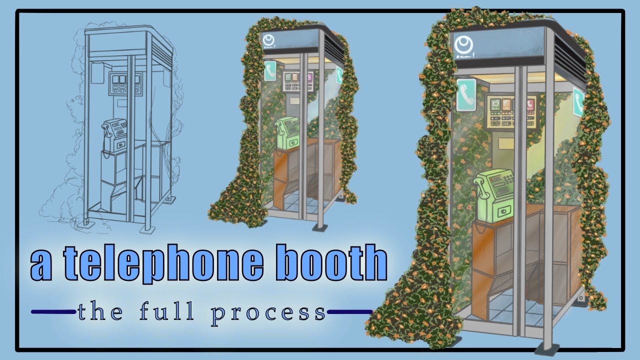 a telephone booth digital drawing in procreate || full process video ...