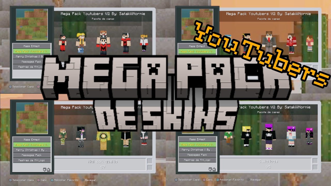 MEGA PACK DE SKINS DE YOUTUBERS (MINECRAFT PS3) - YouTube
