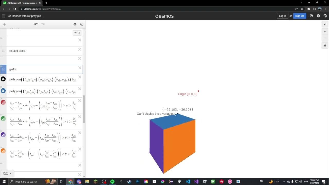 Desmos: 3d z sorting rotating cube render in graphing calculator - YouTube