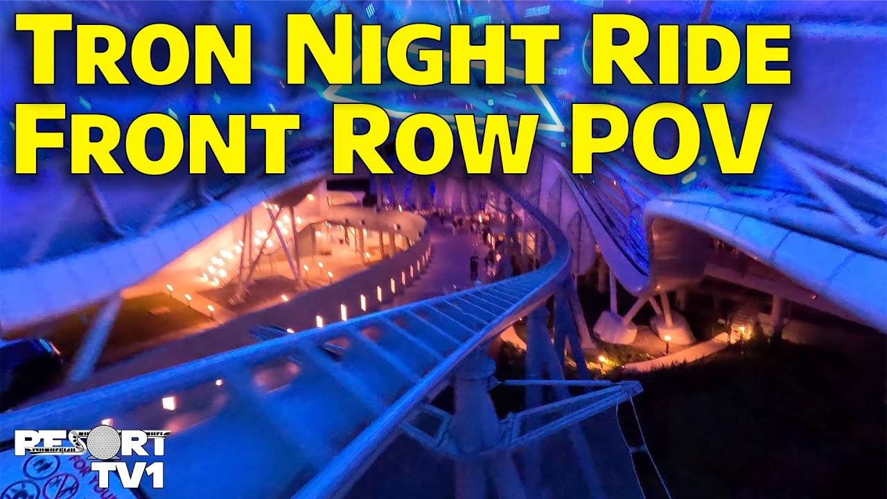 Tron Lightcycle Run - Night Ride Front Row POV - 4K 60fps - Walt Disney ...