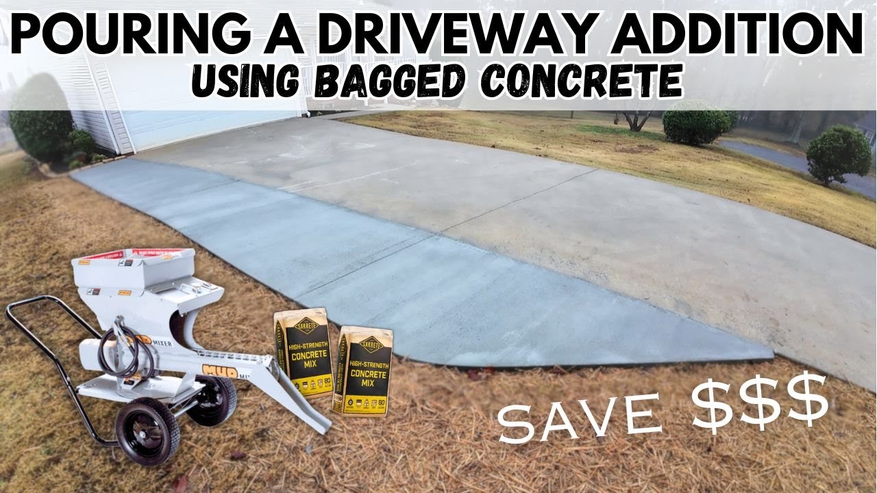 Pouring a Driveway Addition Using Bagged Concrete | DIY Save Money ...