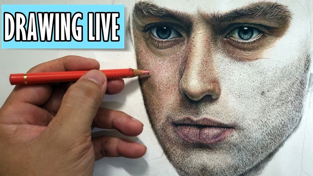 How to Draw using Colored Pencil? Live Realistic Portrait Drawing ...