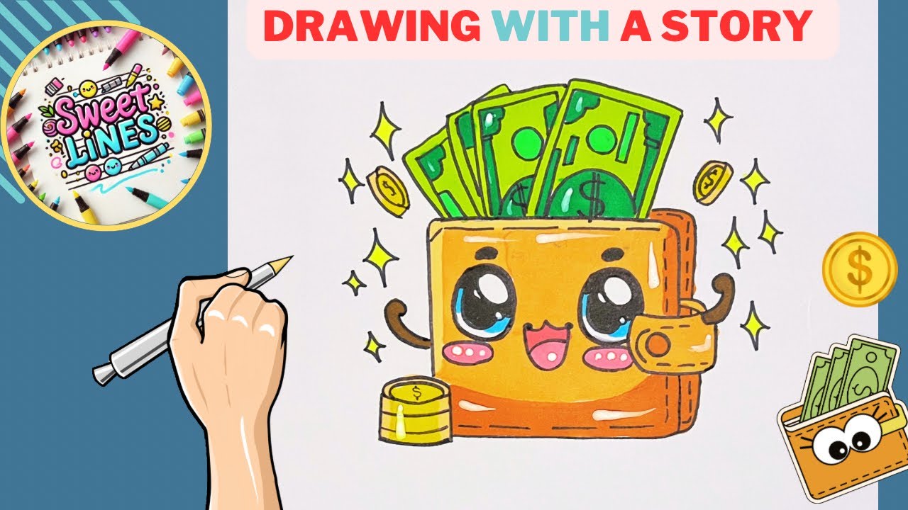 How to Draw a Cute Wallet | how to draw cute things - YouTube