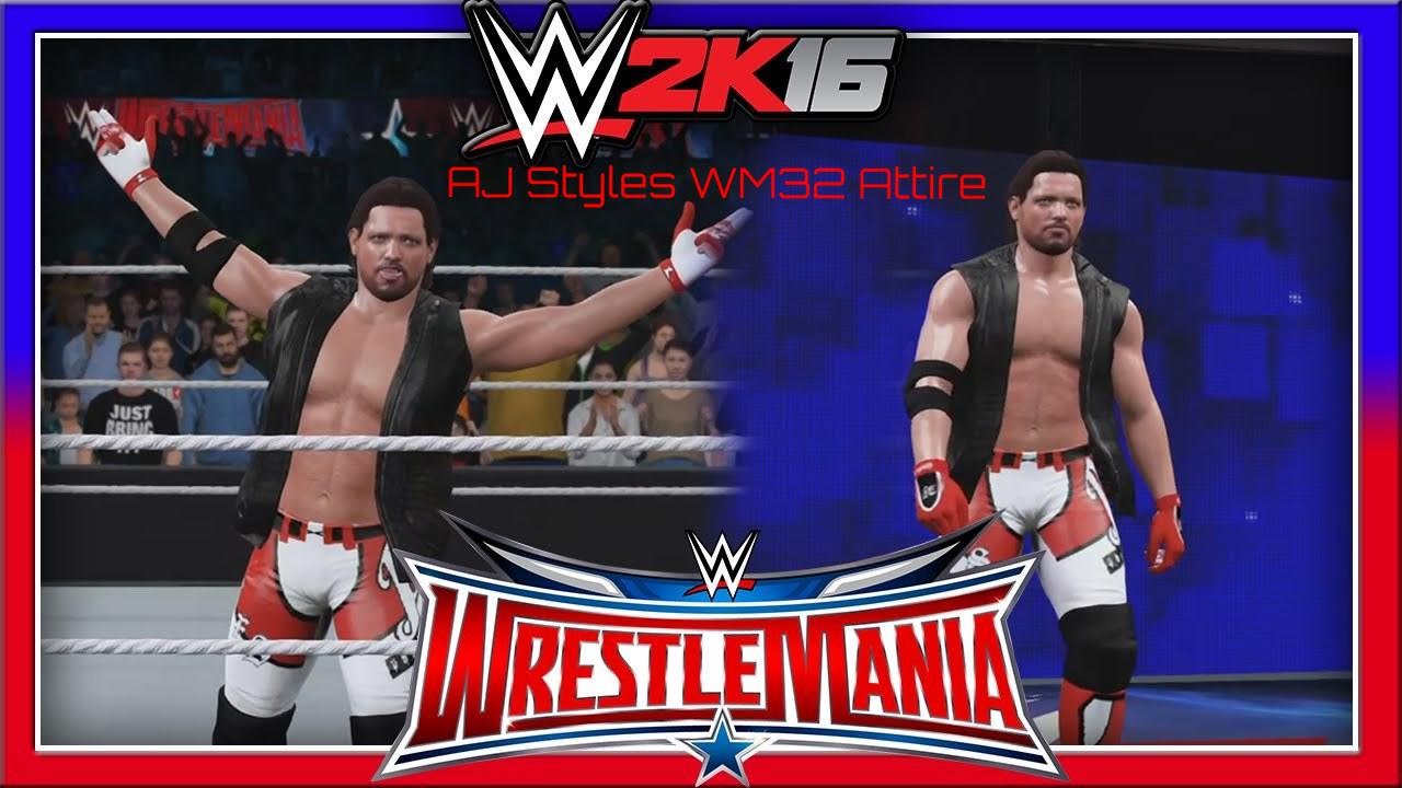 WWE 2K16 Creation: AJ Styles WM32 Attire - YouTube