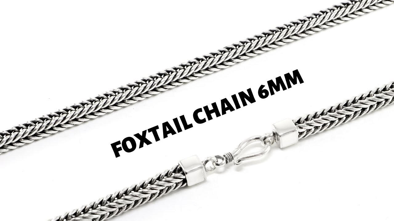 Heavy sterling silver foxtail link necklace with hook clasp | 6 mm ...