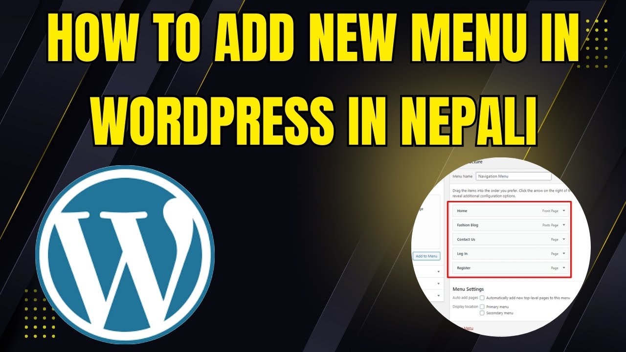 HOW TO ADD NEW MENU IN WORDPRESS IN NEPALI - YouTube